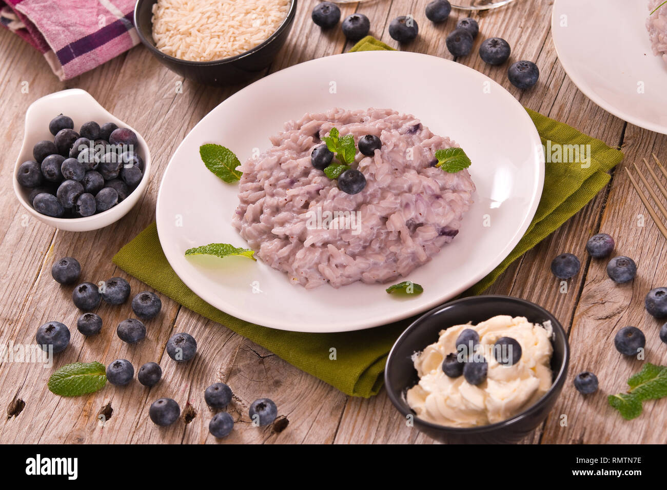 Blueberry risotto with mascarpone Stock Photo - Alamy