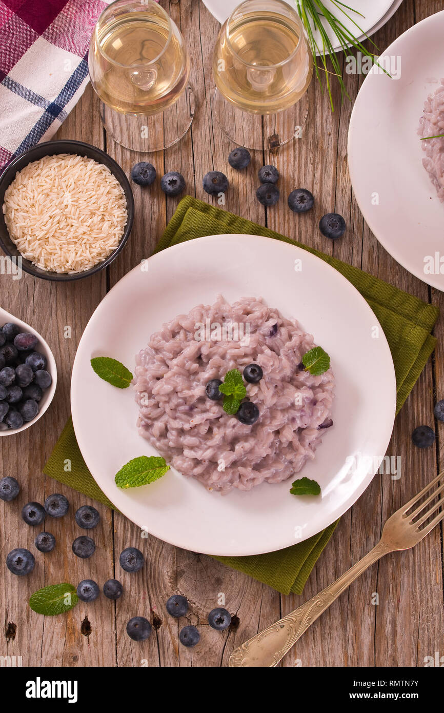 Blueberry risotto with mascarpone Stock Photo - Alamy