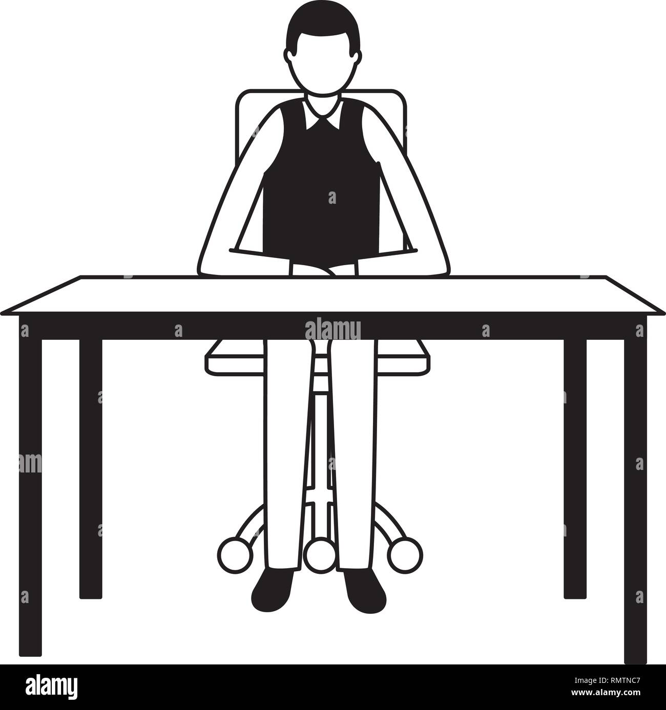 businessman sitting office desk working Stock Vector Image & Art - Alamy