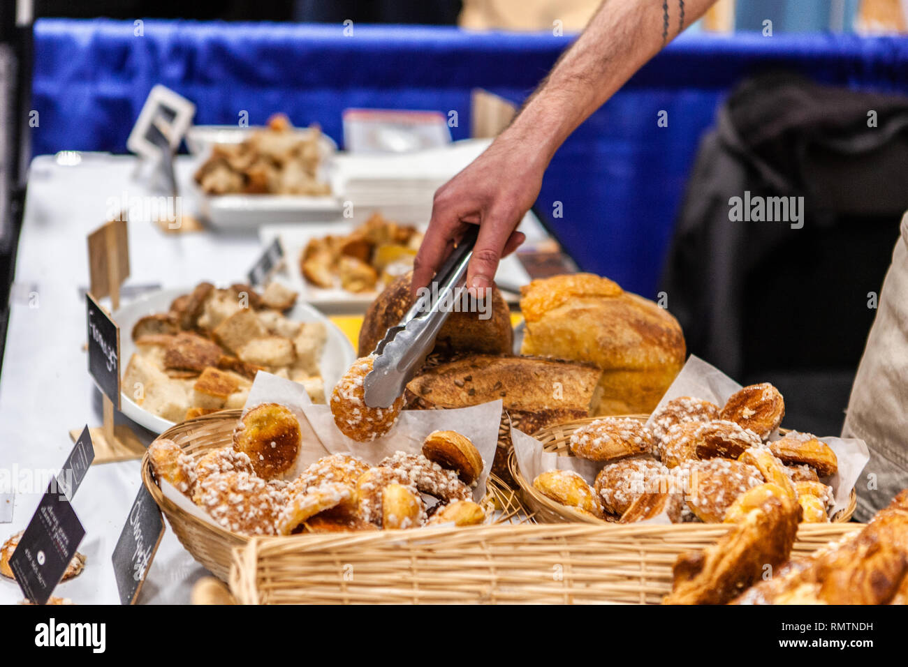 Bakery and pastry stall at an indoors farmer's market Stock Photo - Alamy