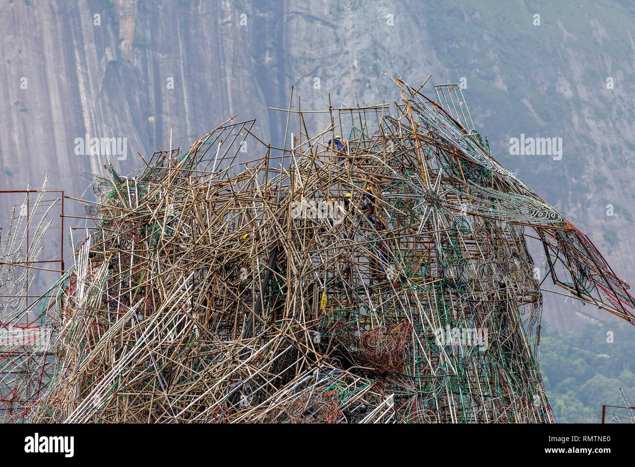 Detail of the top of the collapsed floating Christmas tree in Rio de ...
