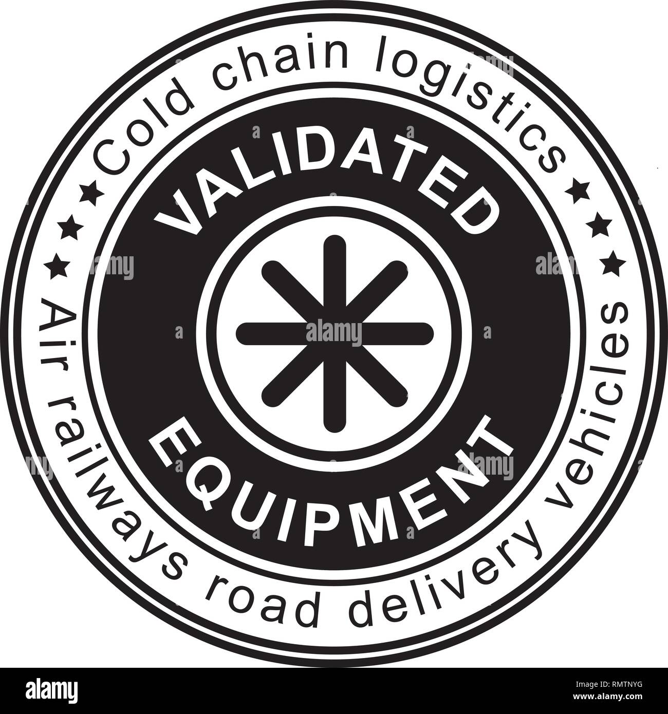 Valideted Equipment stamp on white background. Cold chain logistics ...