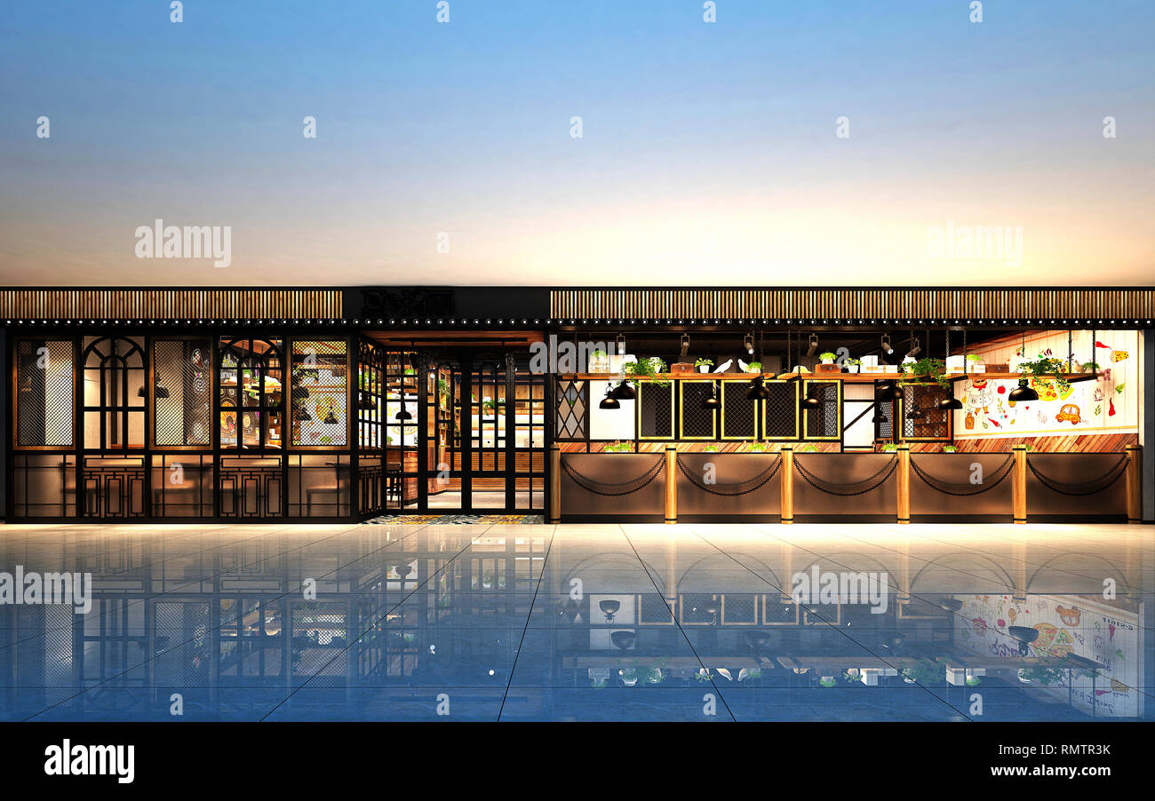3d render restaurant exterior Stock Photo - Alamy