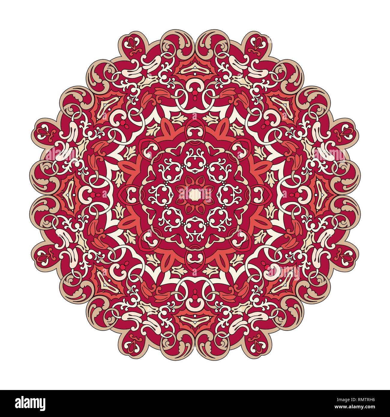Colorful circular ethnic pattern. Eastern traditional background. Lace circular ornament. Arabic ...