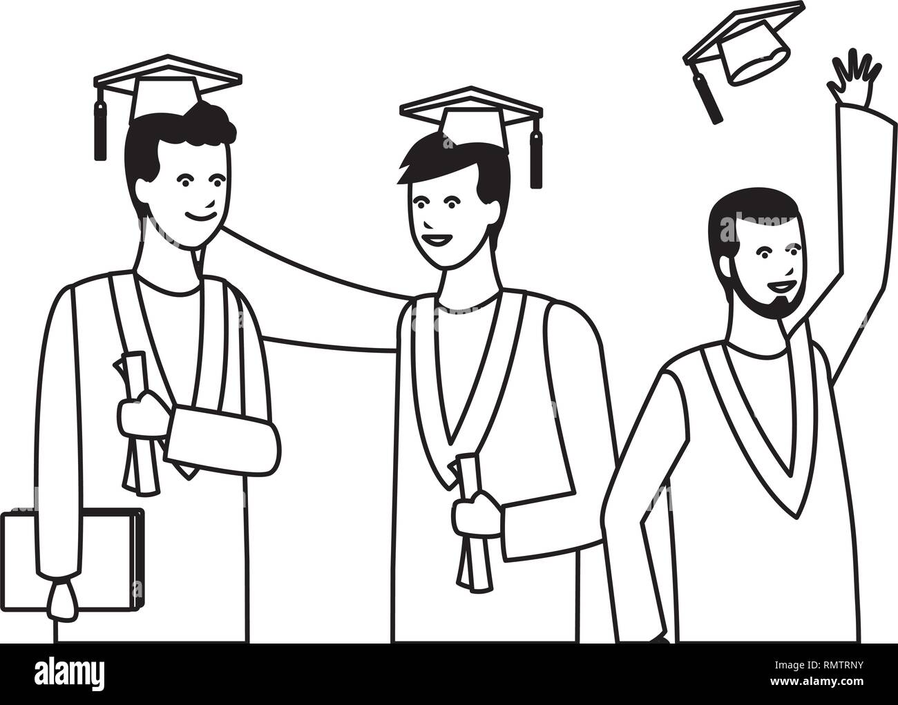 Graduation university students hats Stock Vector Images - Alamy