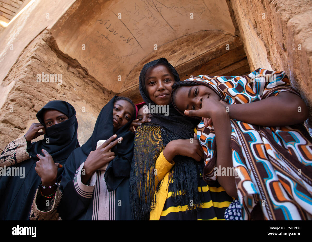 Sudanese girls in the Khatmiyah mosque prayer hall, Kassala State ...