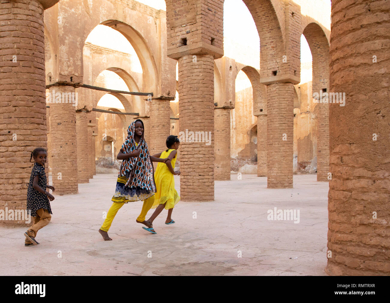 Sudanese girls in the Khatmiyah mosque prayer hall, Kassala State ...