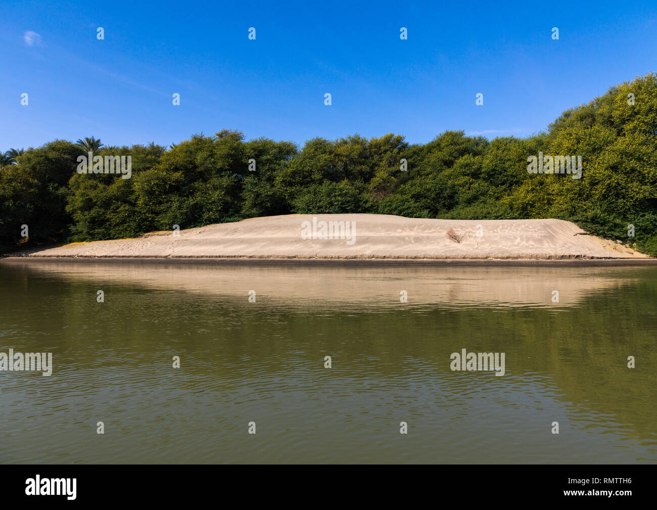 Sand bank of river Nile, Northern State, El-Kurru, Sudan Stock Photo ...
