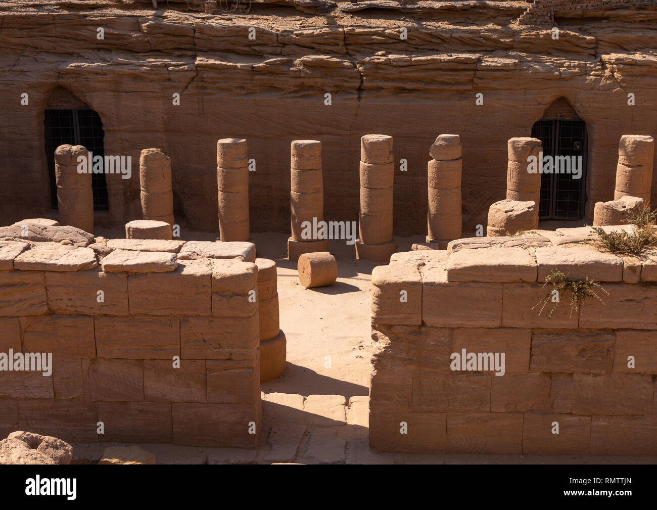 Excavations of columns of an old temple, Northern State, El-Kurru ...