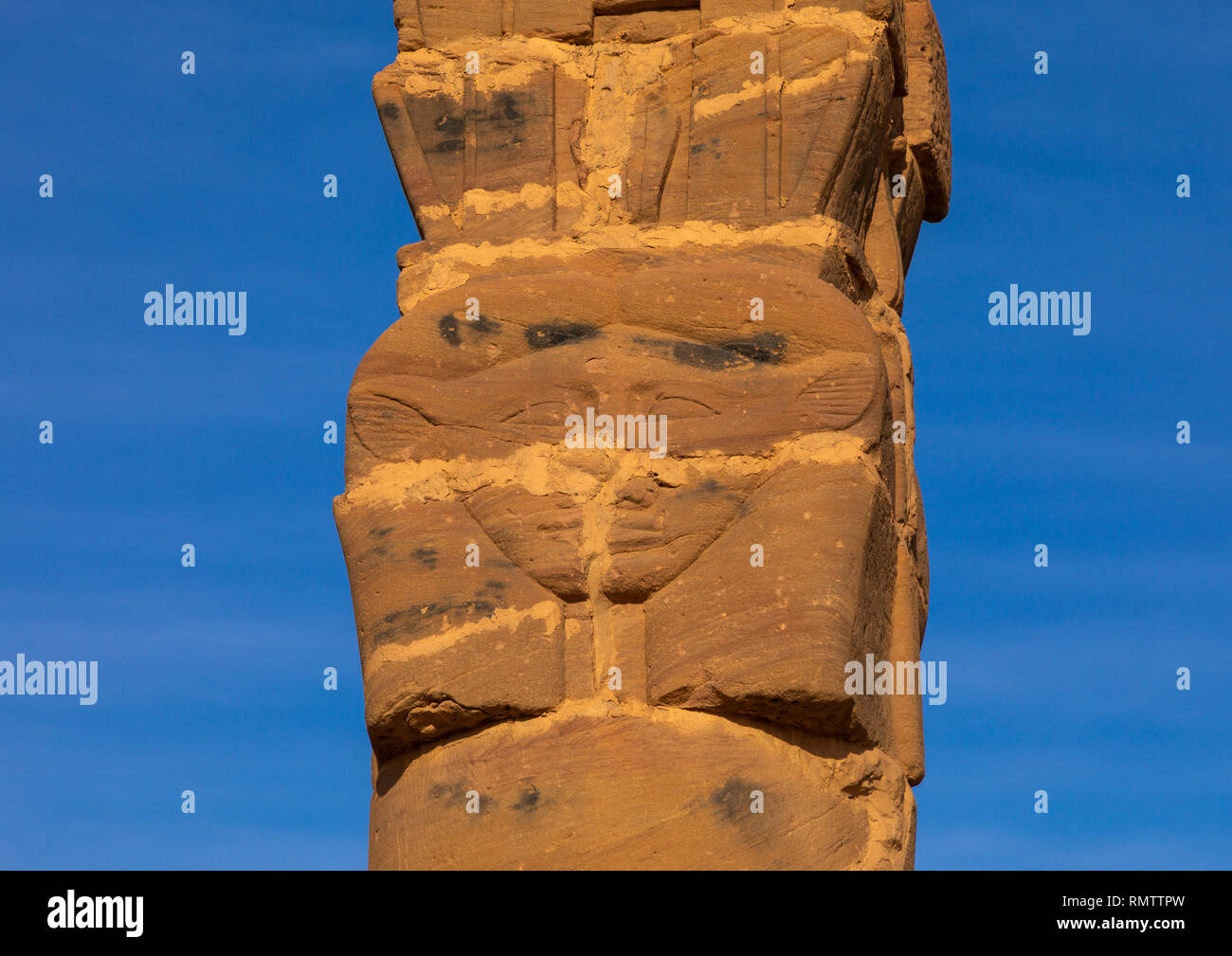 Hathor columns in the outer courtyard of the temple of mut at jebel ...