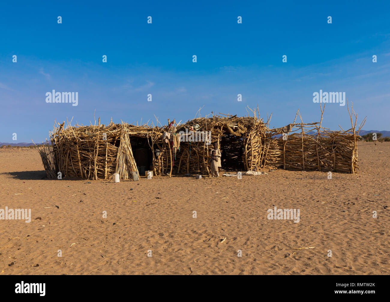 Bedouin village in Bayoda desert, Northern State, Bayuda desert, Sudan ...
