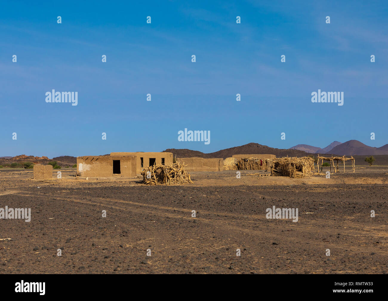 Bedouin village in Bayoda desert, Northern State, Bayuda desert, Sudan ...