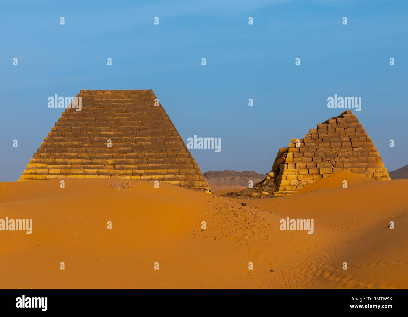 Pyramids of the kushite rulers at Meroe, Northern State, Meroe, Sudan ...