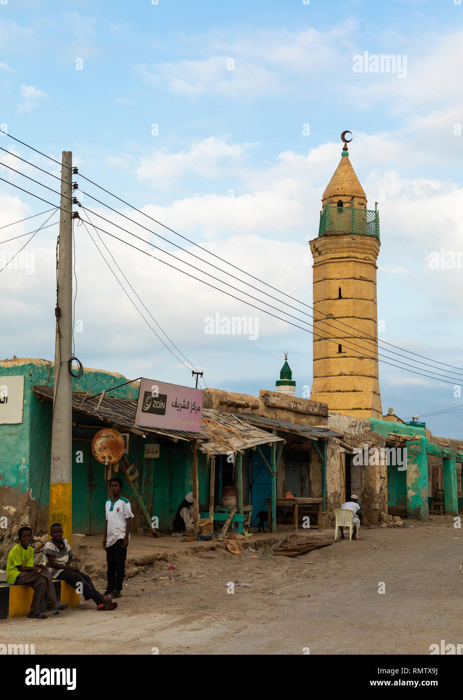 Old building and mosque on mainland, Red Sea State, Suakin, Sudan Stock ...