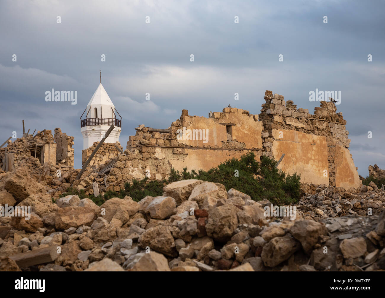 The renovated Hanafi mosque in the middle of the ruins, Red Sea State ...