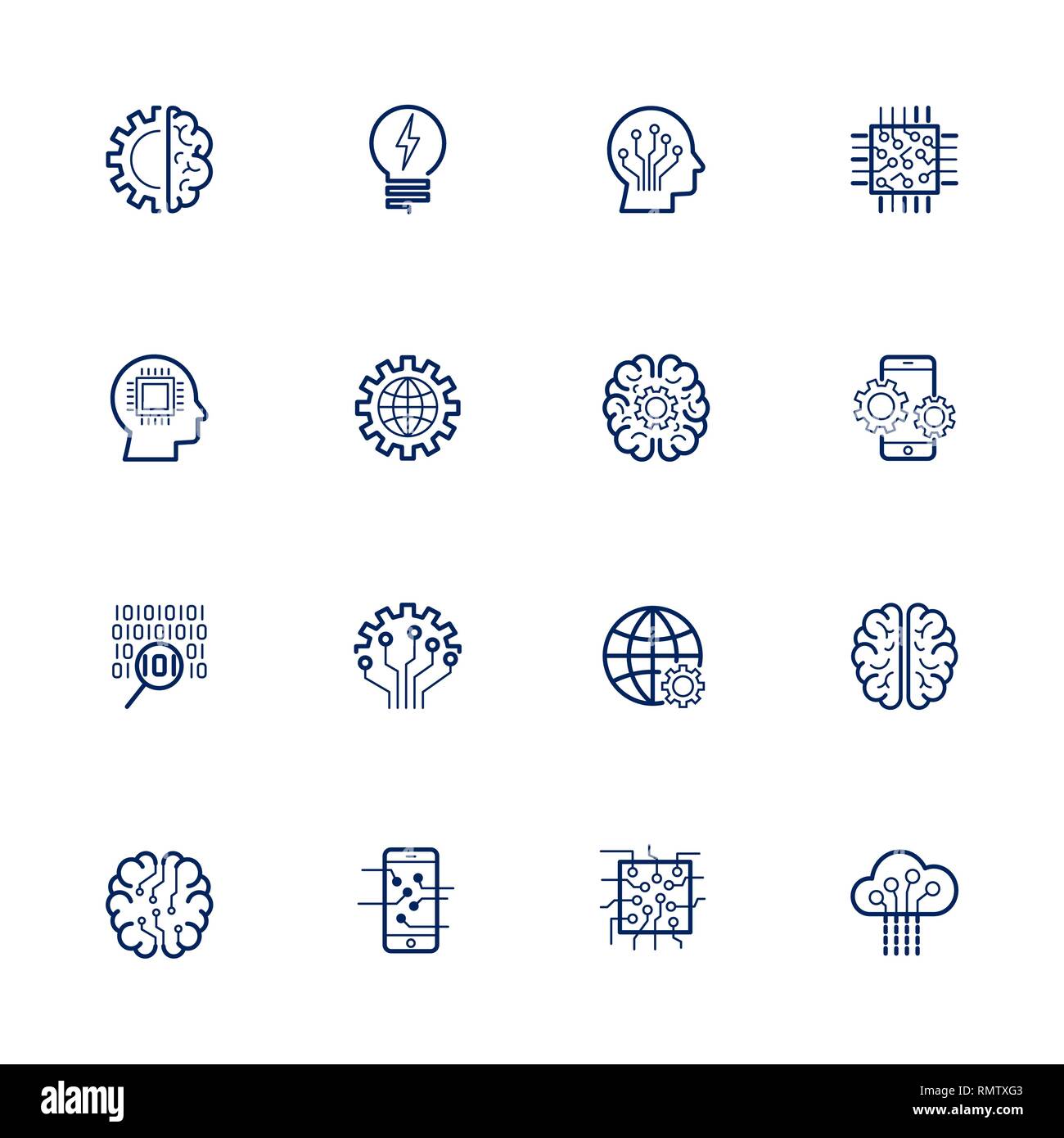 Artificial Intelligence Related Vector Icon AI, robot, chipping ...