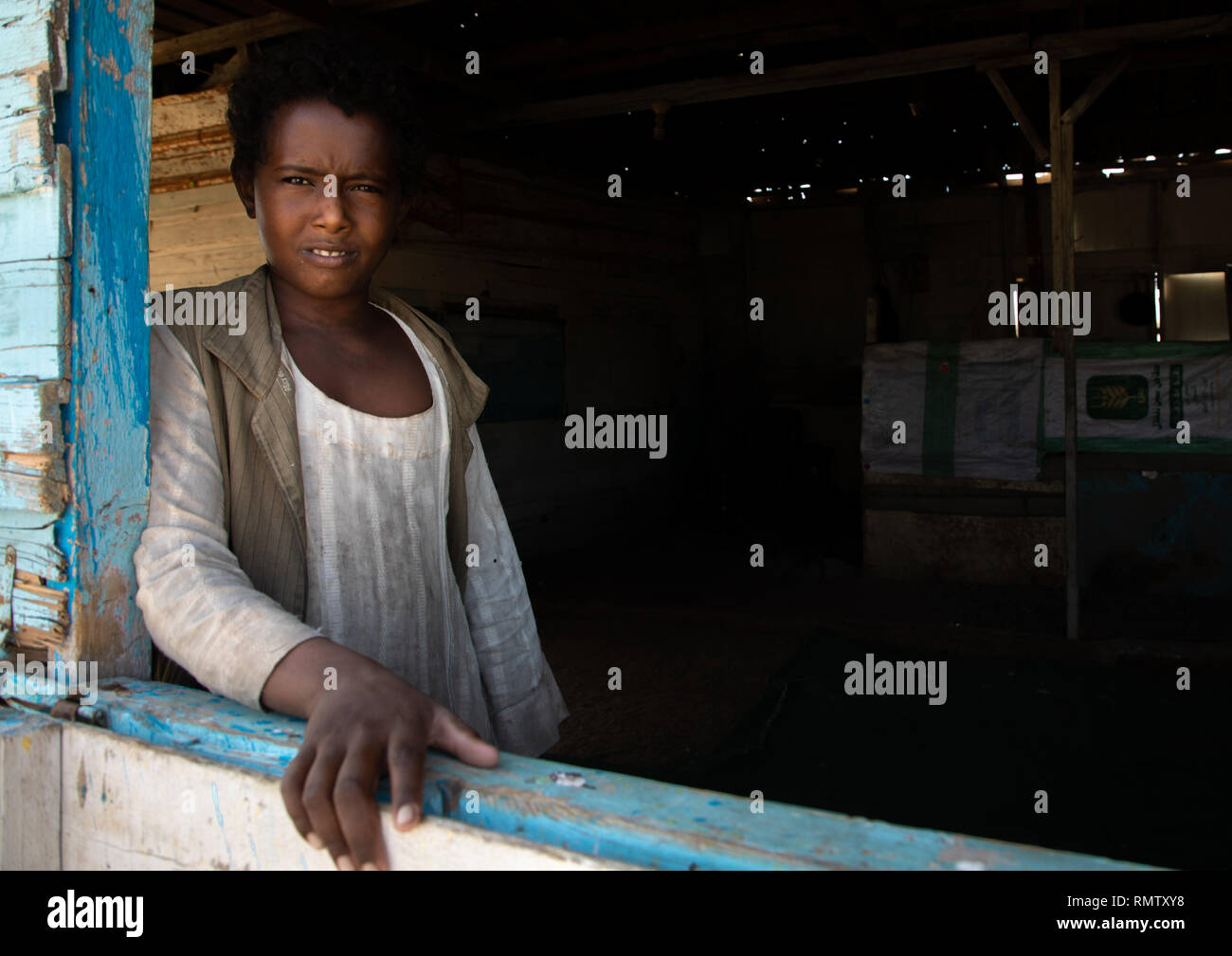 Portrait of a Beja tribe boy, Red Sea State, Port Sudan, Sudan Stock ...