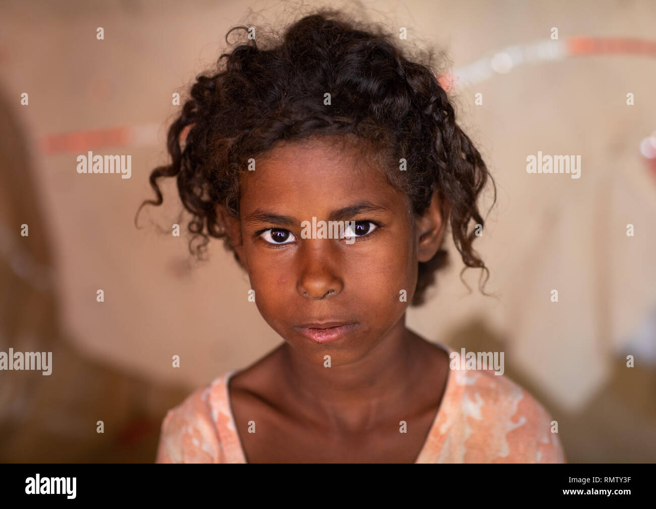 Portrait of a Beja tribe girl, Red Sea State, Port Sudan, Sudan Stock ...