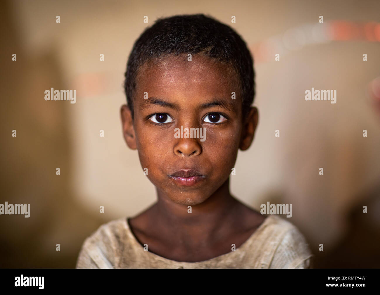 Portrait of a Beja tribe boy, Red Sea State, Port Sudan, Sudan Stock ...