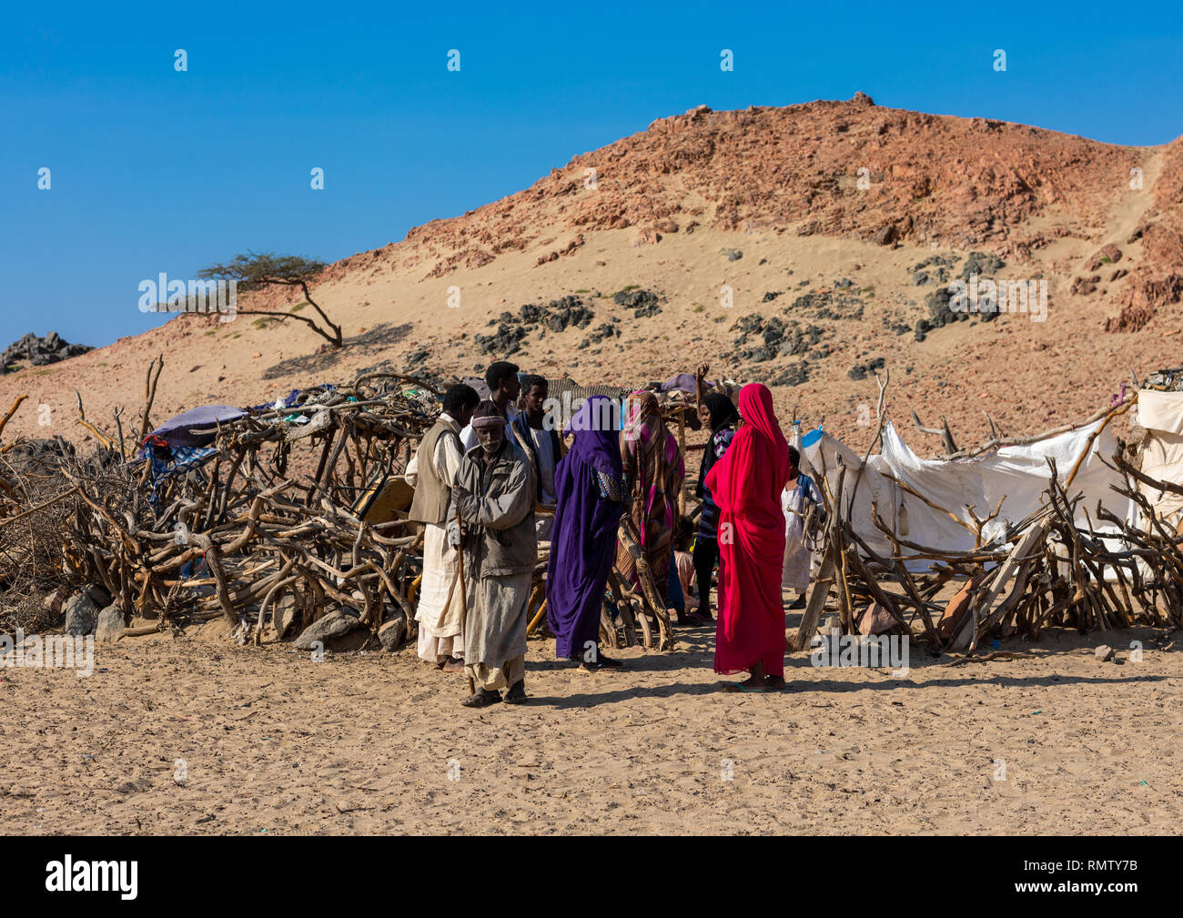Beja tribe people in a traditional village, Red Sea State, Port Sudan ...