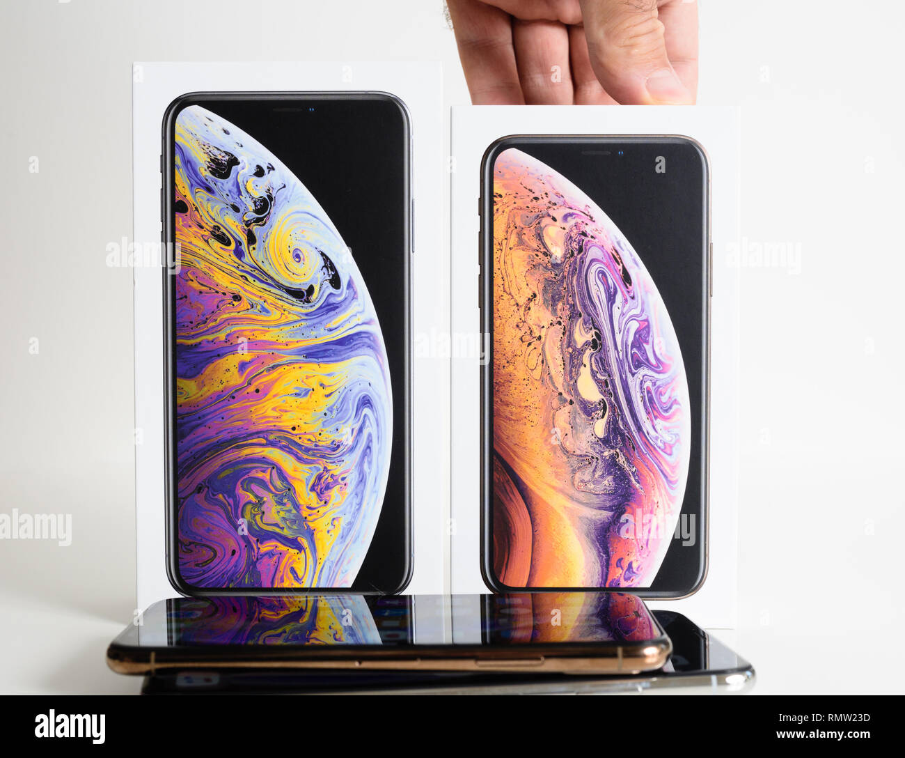 PARIS, FRANCE - SEP 25, 2018: New iPhone Xs and Xs Max smartphones ...