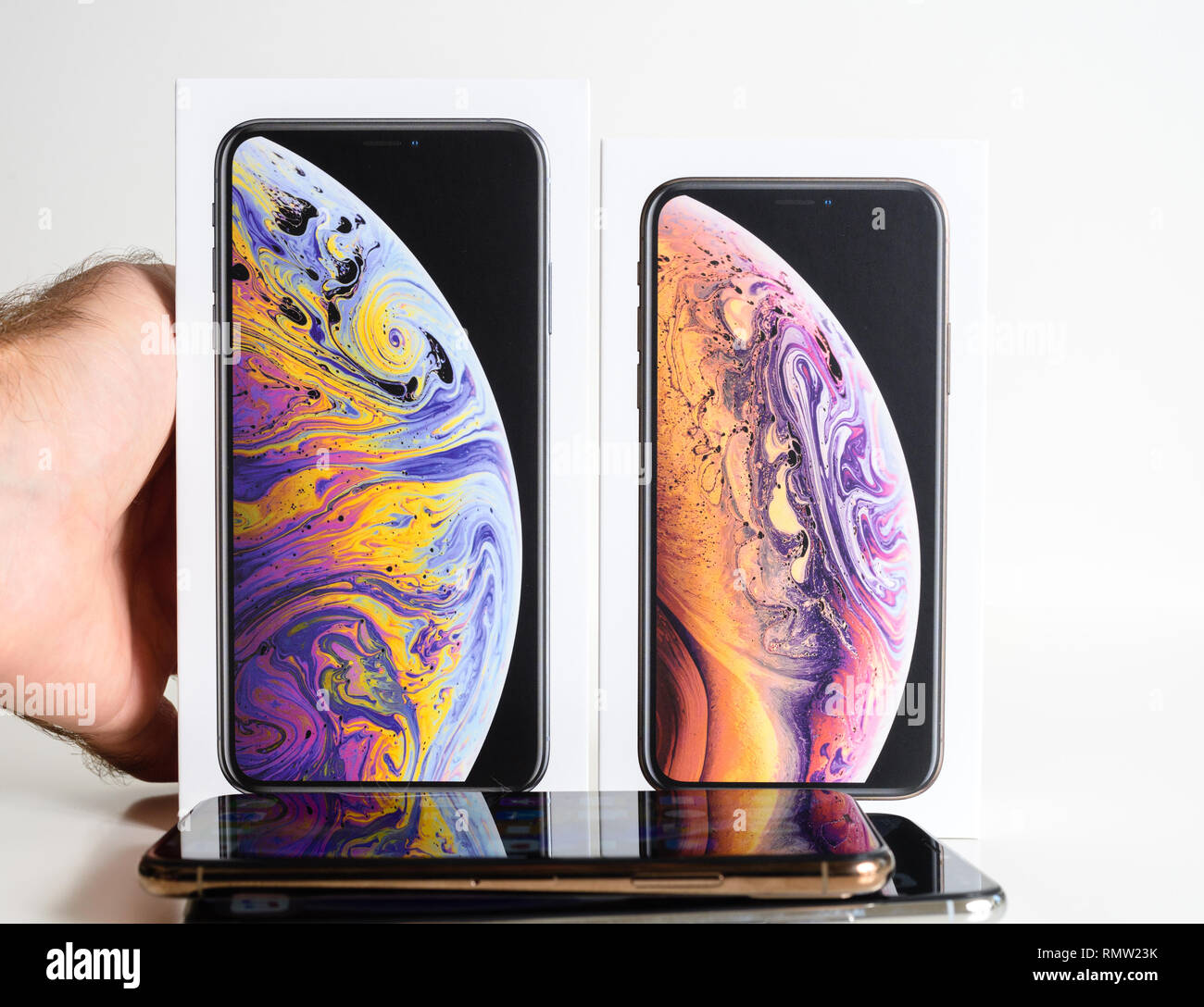 PARIS, FRANCE - SEP 25, 2018: New iPhone Xs and Xs Max smartphones ...