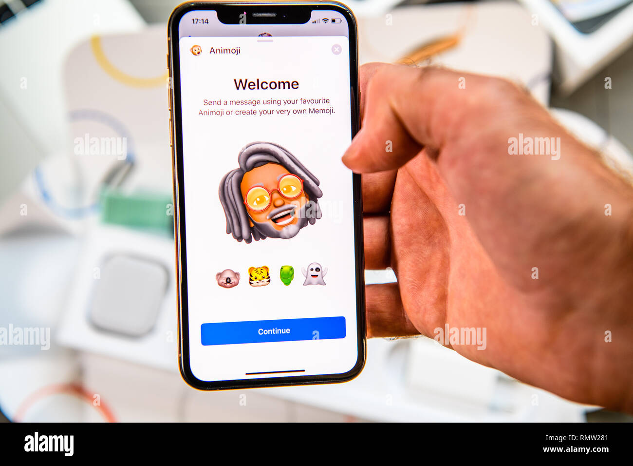 PARIS, FRANCE - SEP 24, 2018: Unboxing of iPhone Xs Max with ...