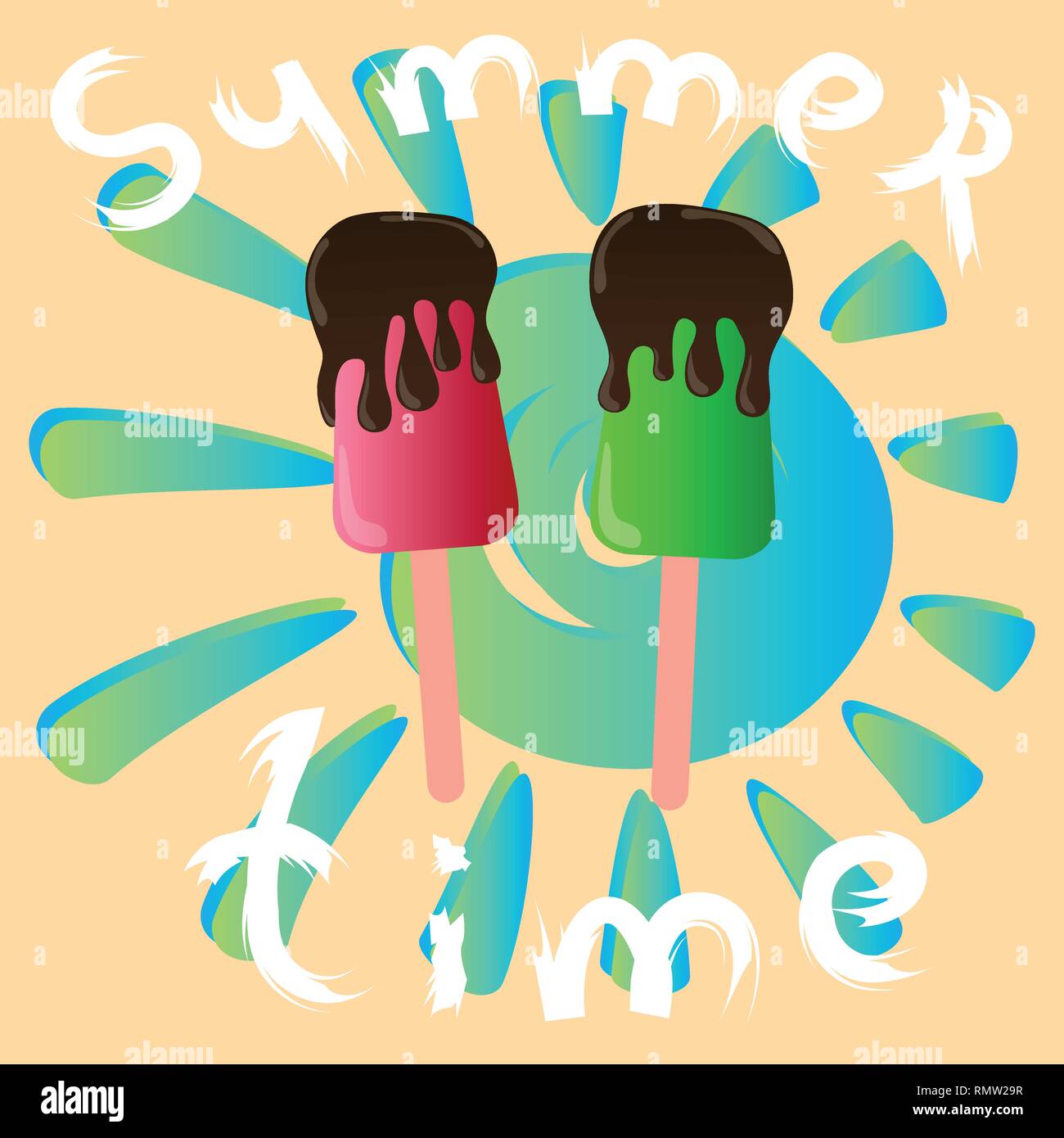 summer time and ice cream vector poster Stock Vector Image & Art - Alamy