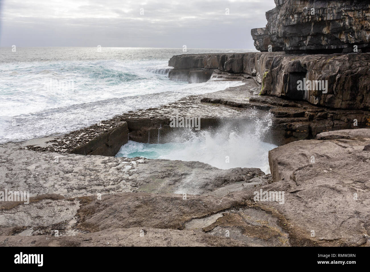 The Worm Hole, natural pool in Inishmore, Aran islands, Ireland - Image ...