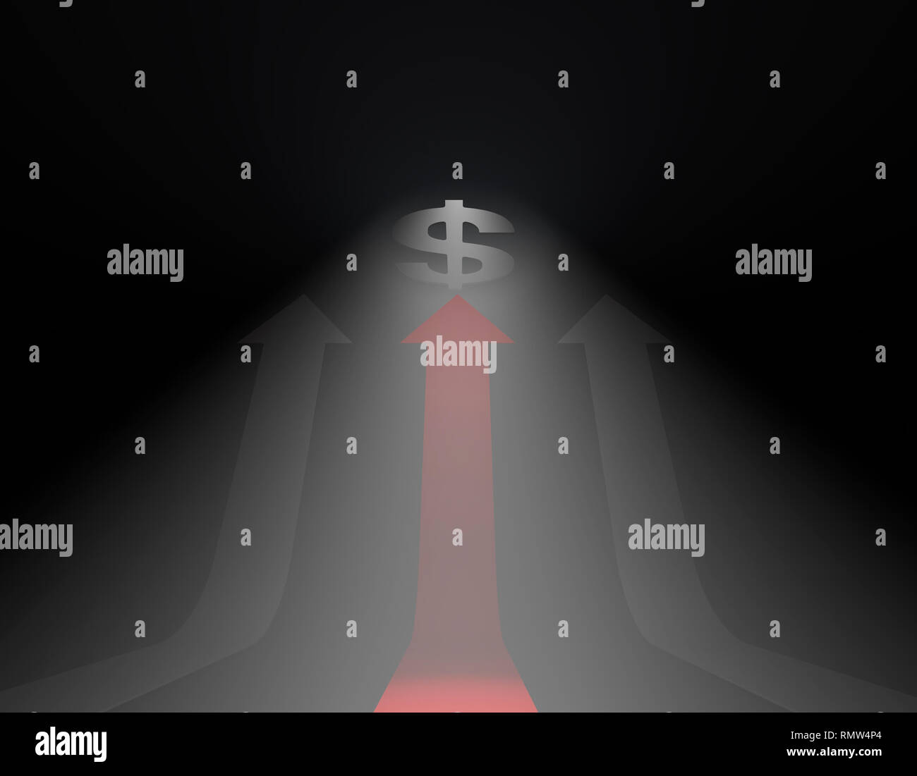 Career success arrow, dollar sign, economic appreciation Stock Photo ...