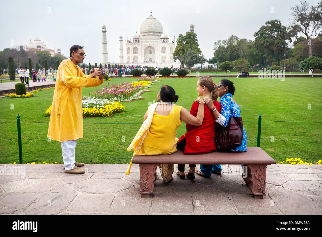 Indian Family With Foreign Tourist High Resolution Stock Photography ...