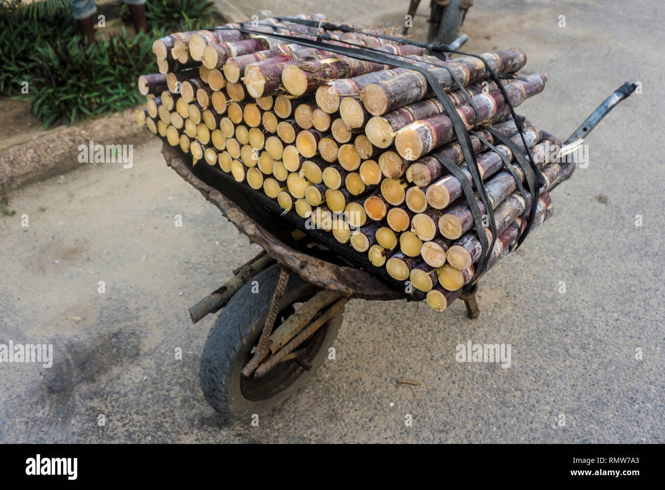 A retail Sugar Cane cart on the street of Lagos Stock Photo - Alamy