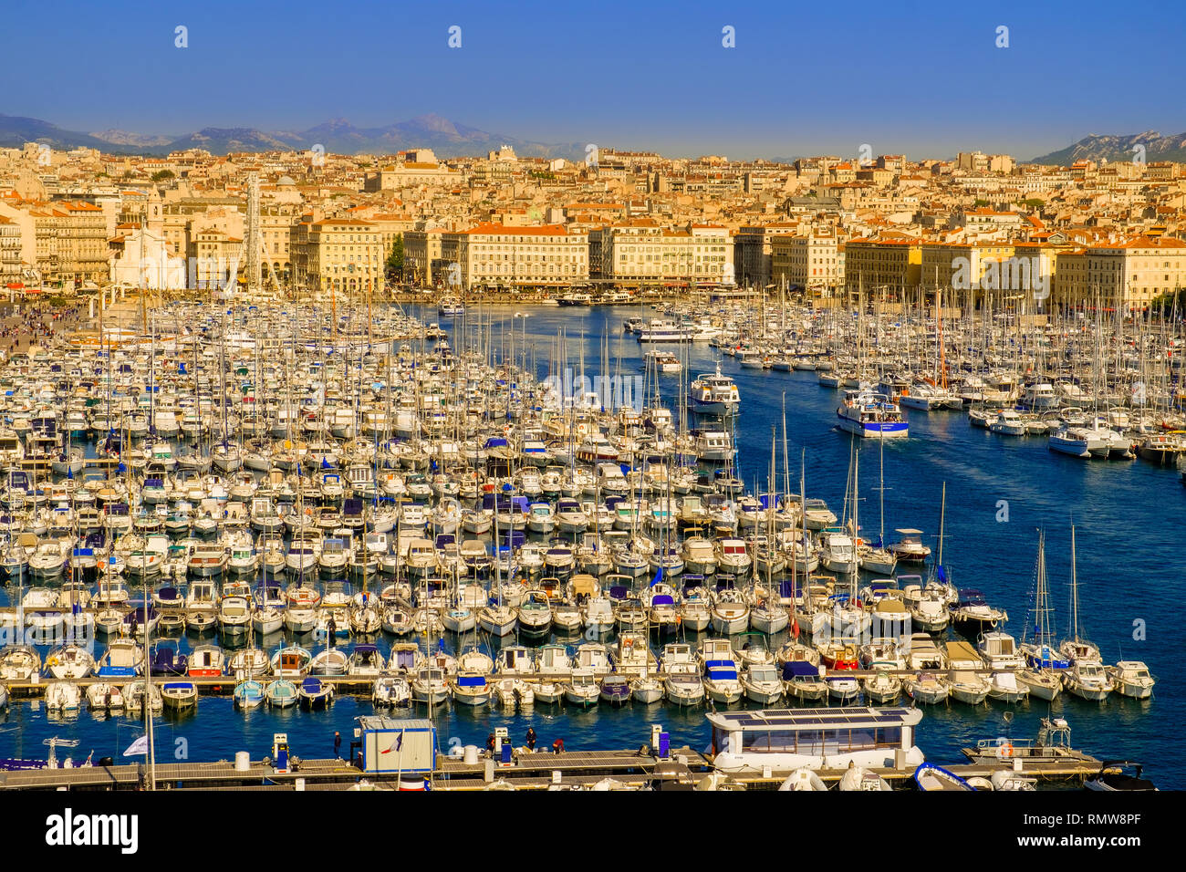 Panoramic of Marseilles old port, France Stock Photo - Alamy