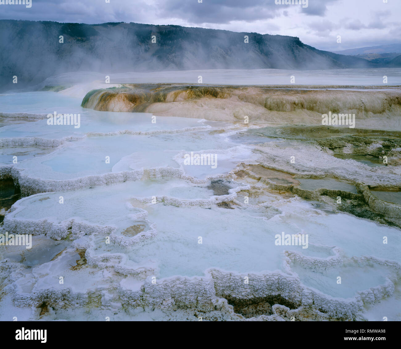 USA, Wyoming, Yellowstone National Park, New Blue Spring is formed from ...