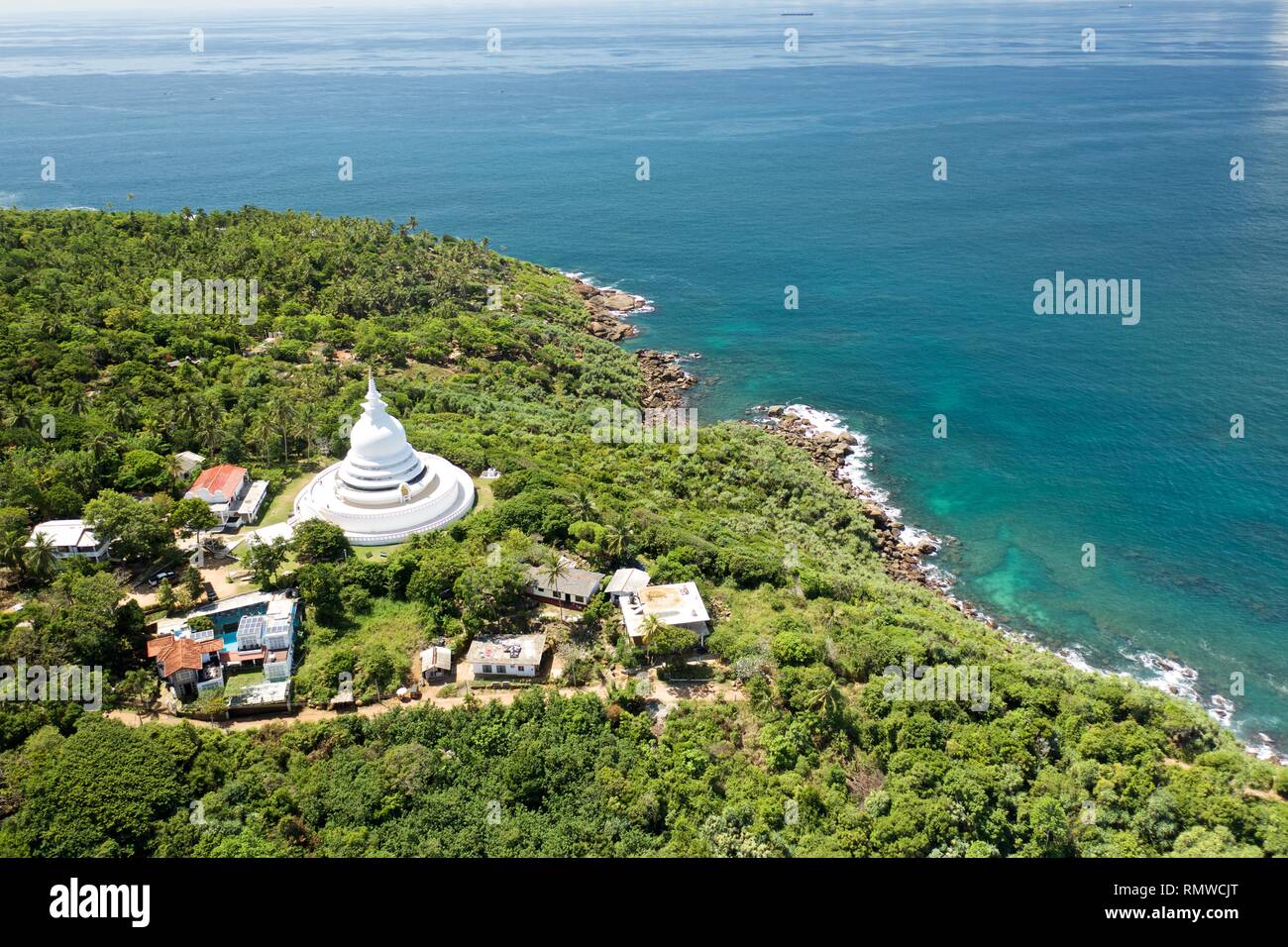 Aerial temple beach Sri Lanka Stock Photo - Alamy