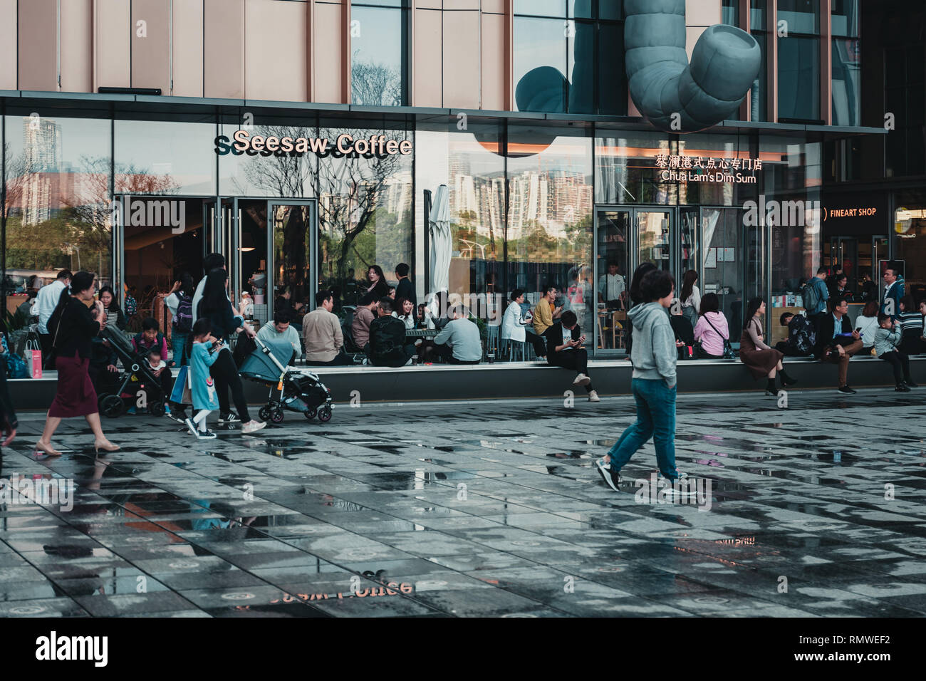 Shenzhen, China, Feb 14, 2019: Outside View around Shopping Mall in ...