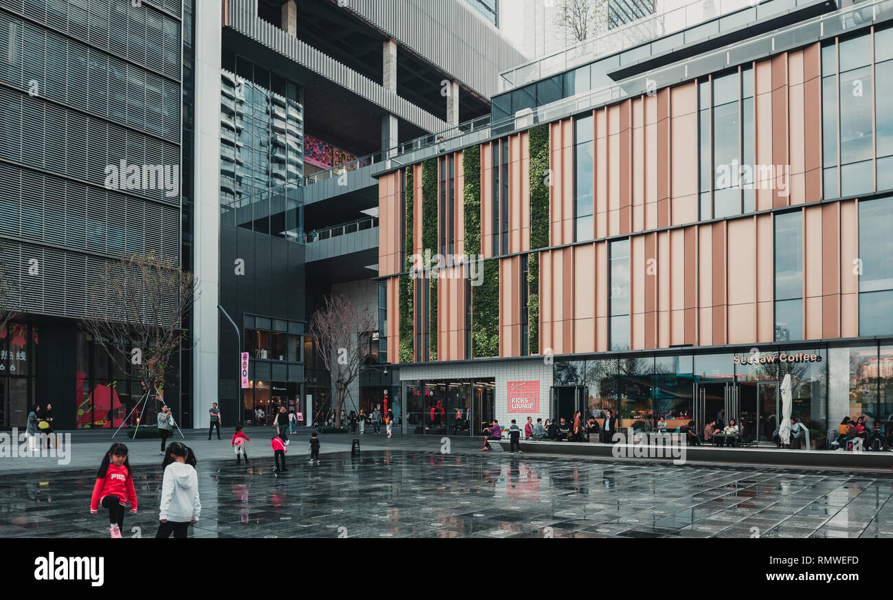 Shenzhen, China, Feb 14, 2019: Outside View around Shopping Mall in ...