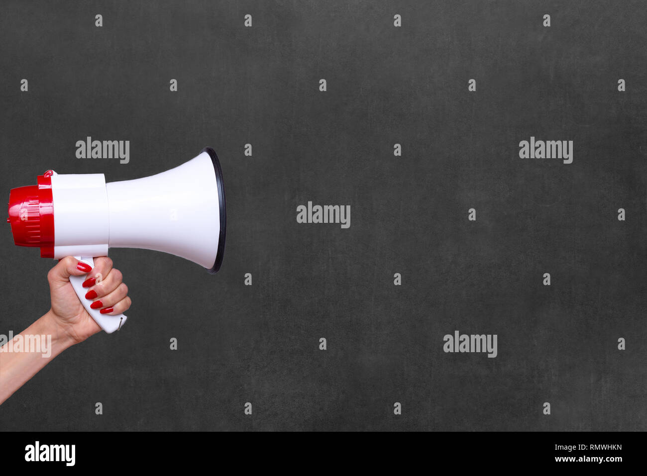 Person speaking bullhorn hi-res stock photography and images - Alamy
