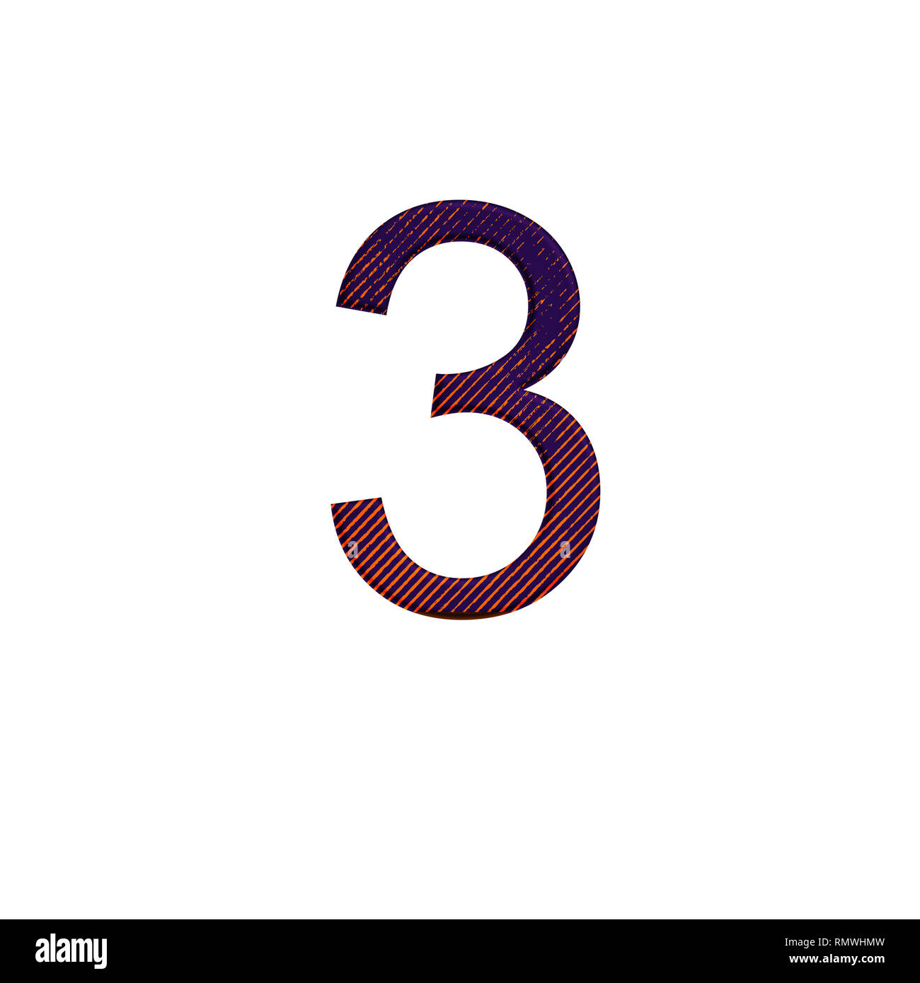 Number 3 illustration on isolated white background. Halftone duotone ...