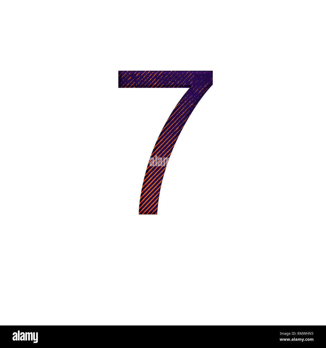 Number 7 illustration on isolated white background. Halftone duotone ...