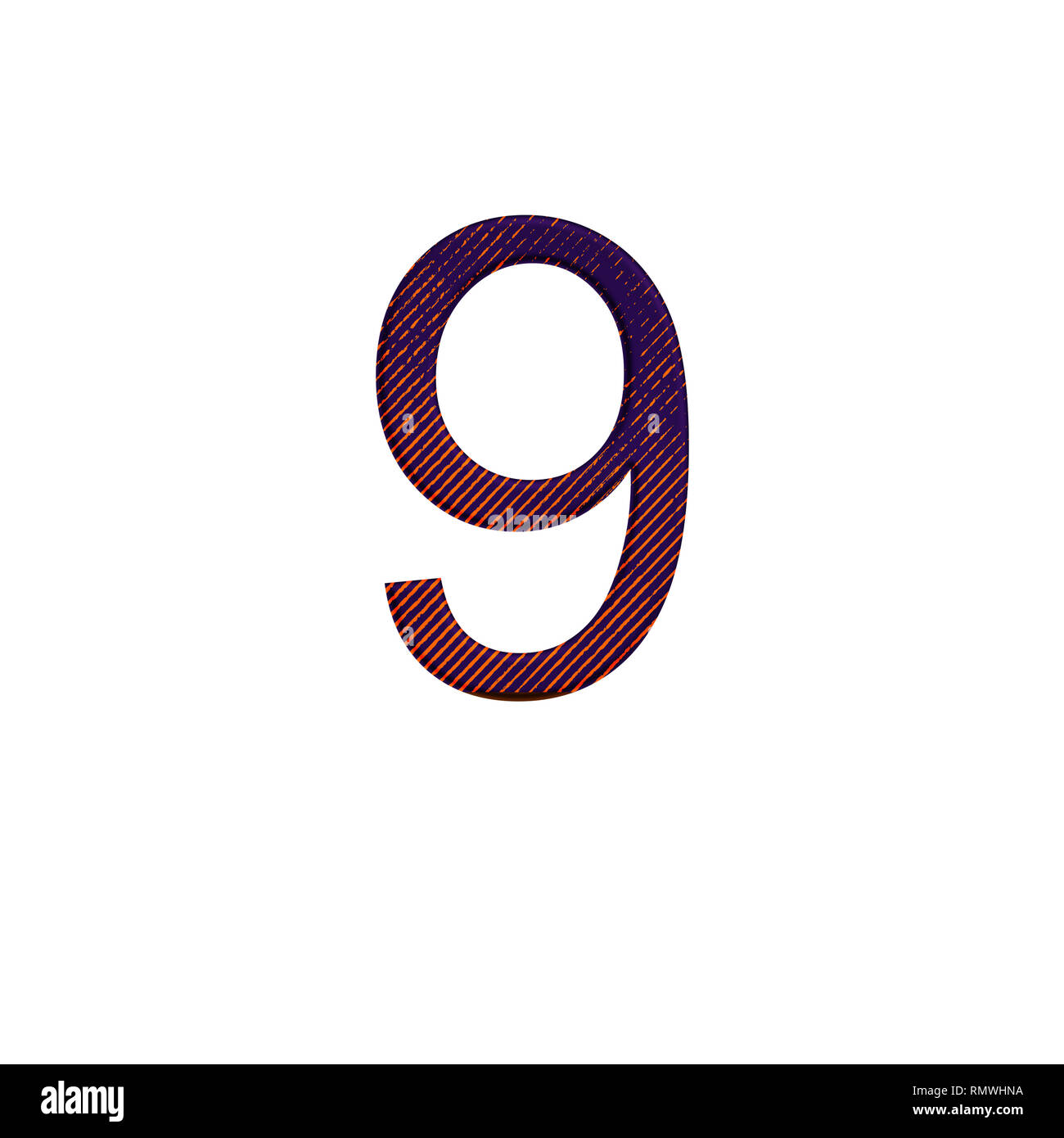Number 9 illustration on isolated white background. Halftone duotone ...