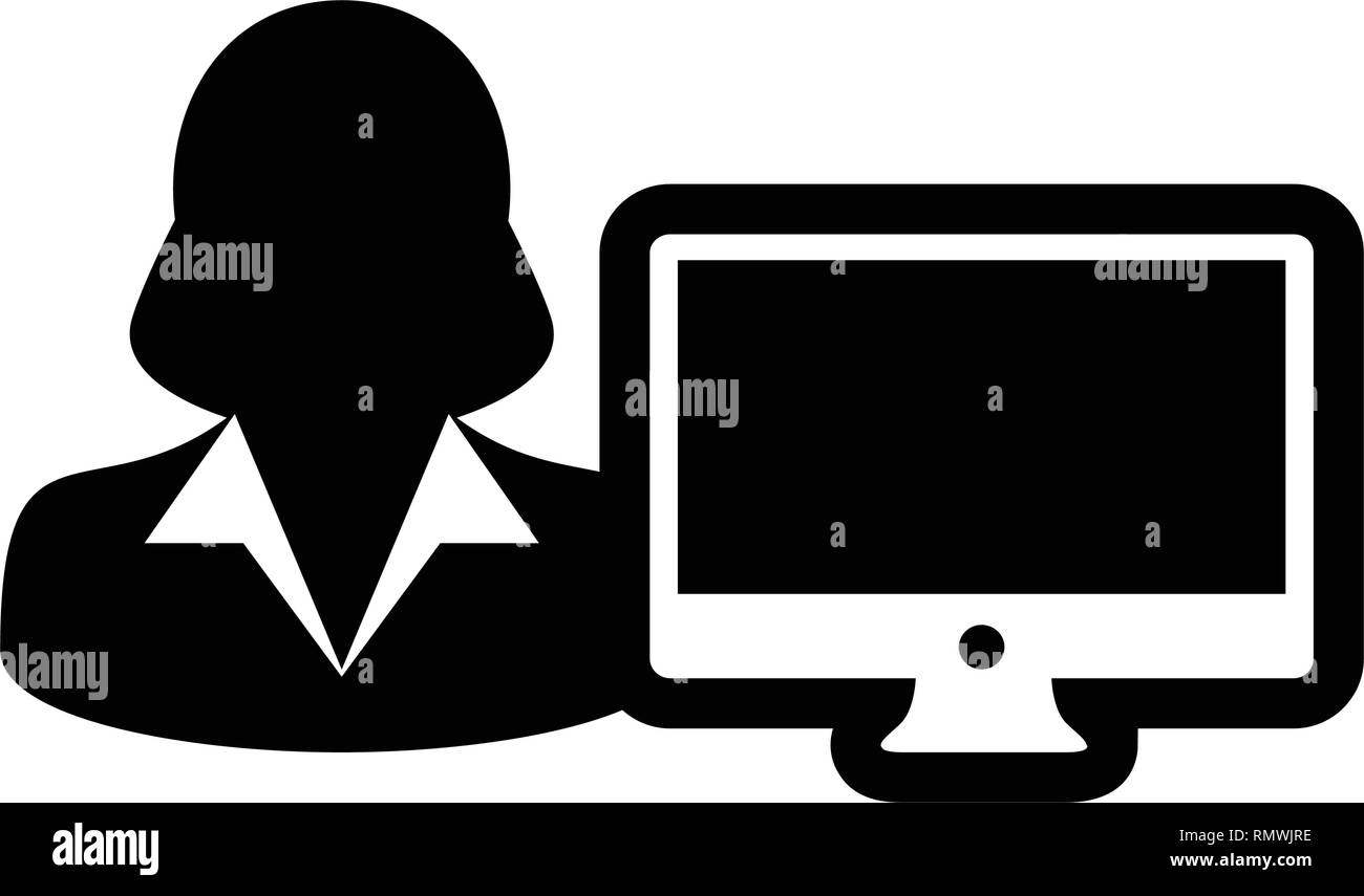 User icon vector male person with computer monitor screen avatar in ...