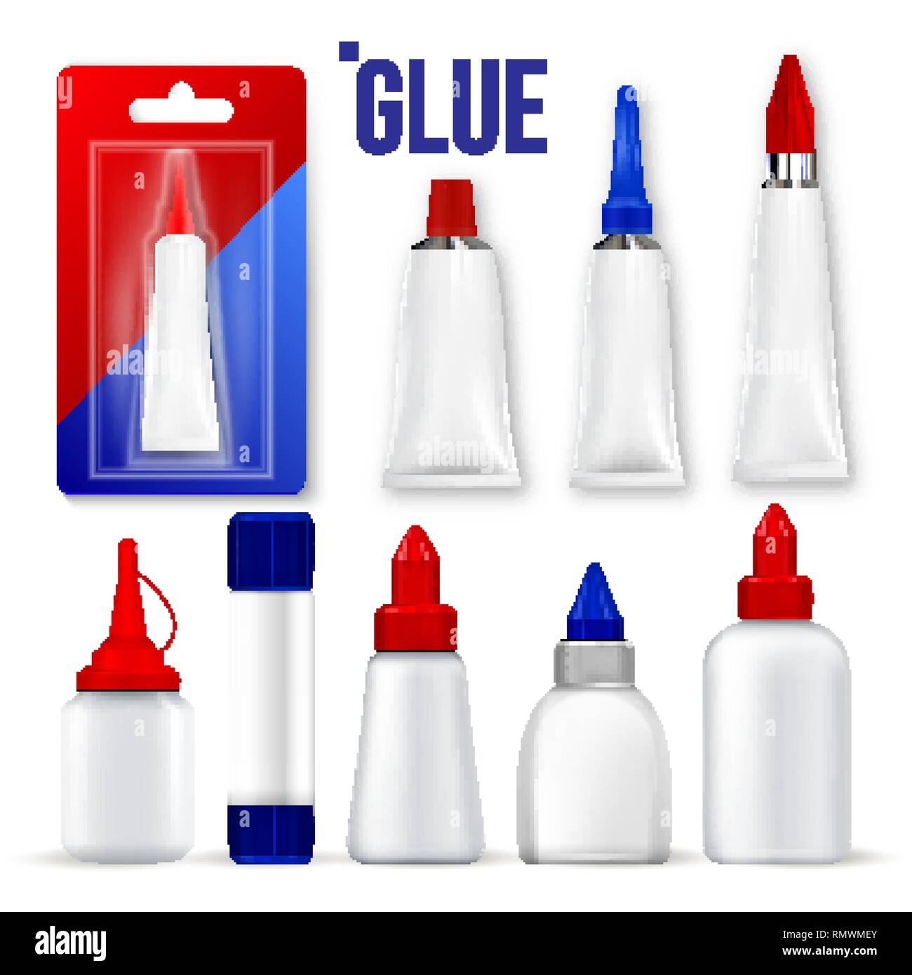 Glue Set Vector. Bottle, Tube, Stick. Super Fast Repair. Moment Gluing ...