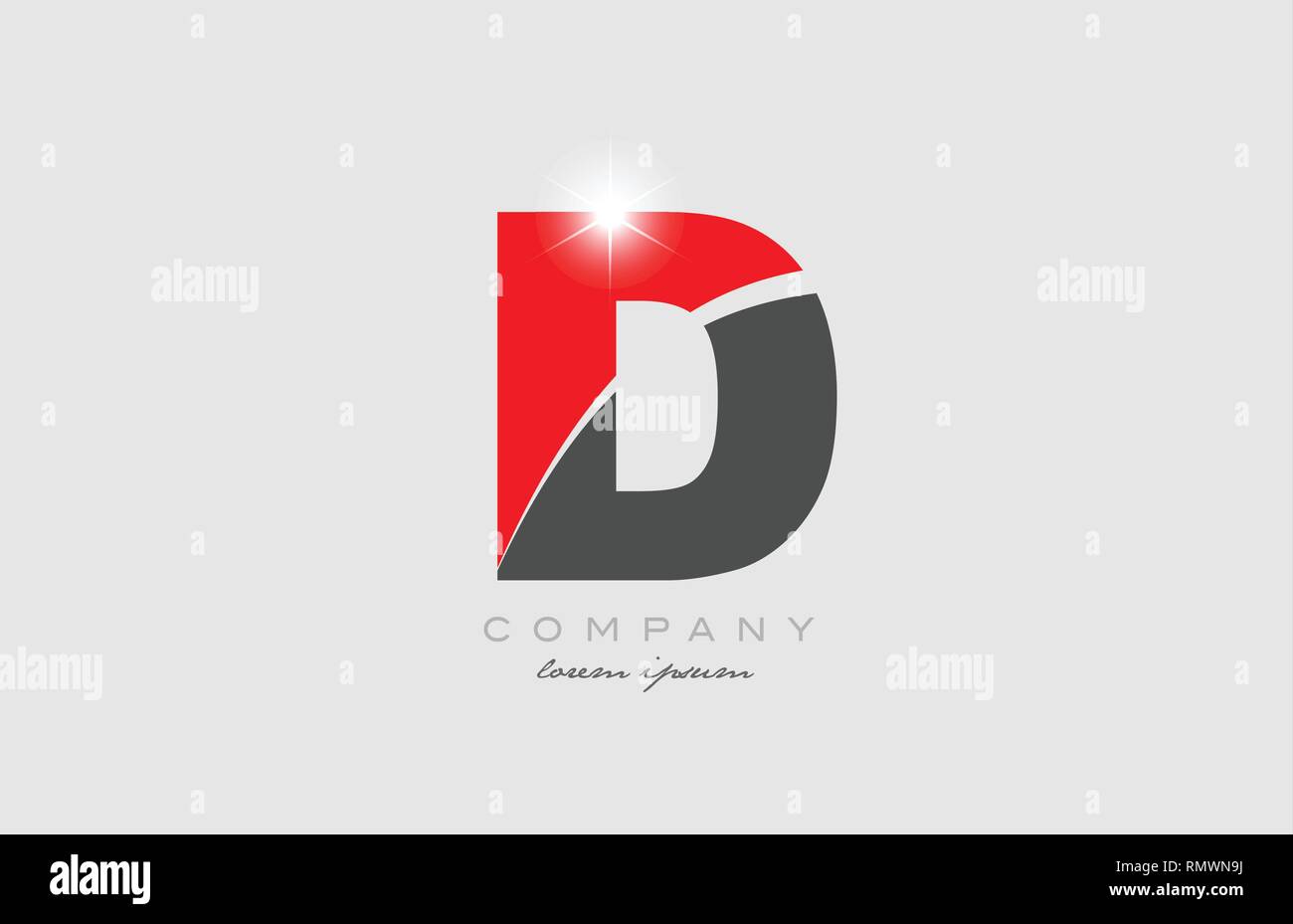 letter d in grey red color alphabet logo icon design suitable for a ...