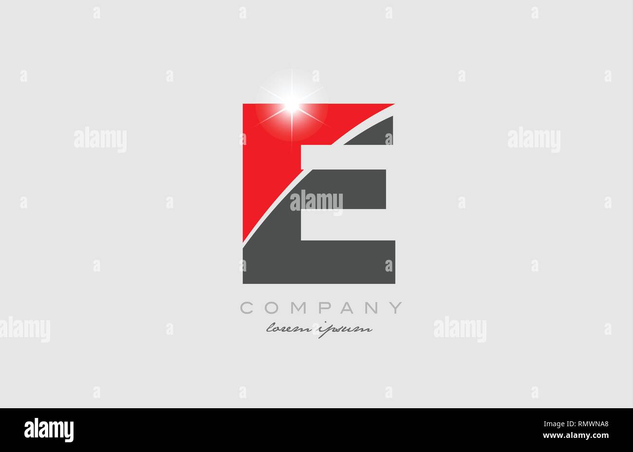 letter e in grey red color alphabet logo icon design suitable for a ...