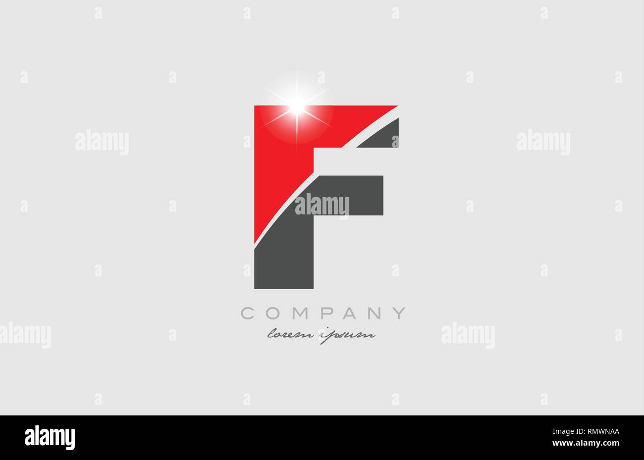 letter f in grey red color alphabet logo icon design suitable for a ...