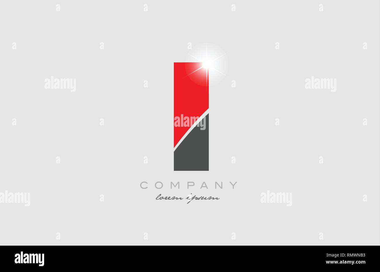 letter i in grey red color alphabet logo icon design suitable for a ...