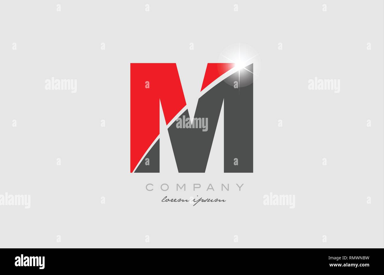 letter m in grey red color alphabet logo icon design suitable for a ...