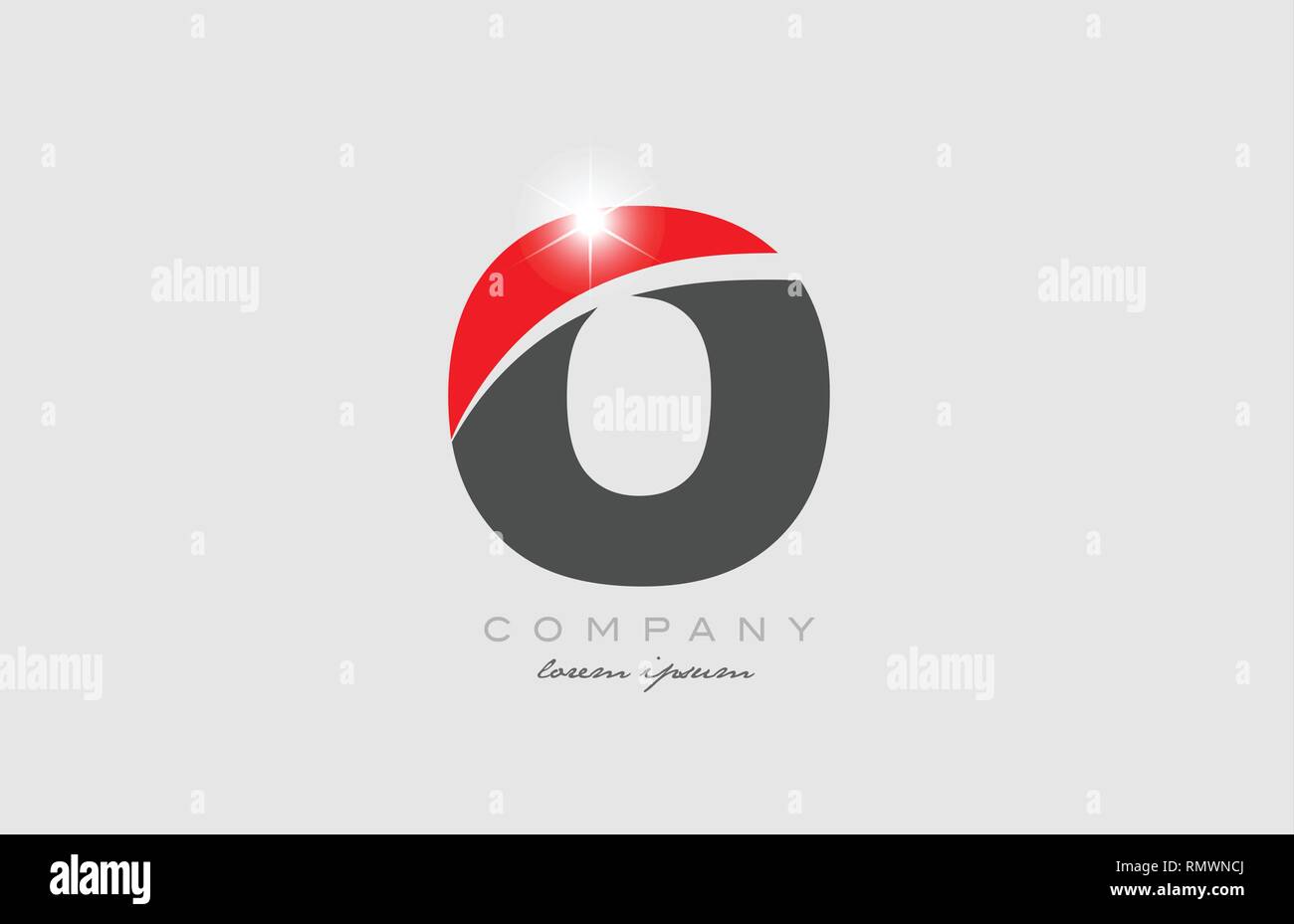 letter o in grey red color alphabet logo icon design suitable for a ...
