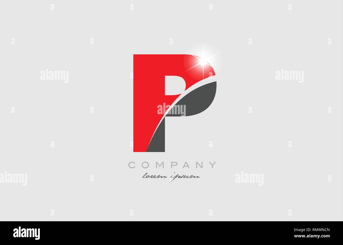 letter p in grey red color alphabet logo icon design suitable for a ...
